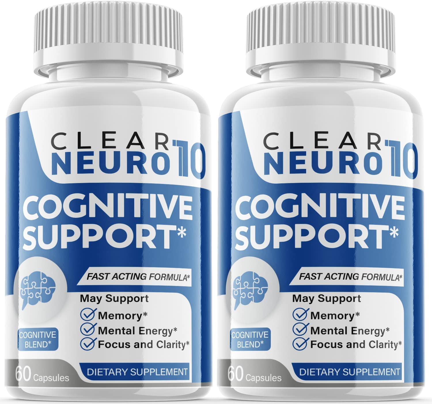 (2 Pack) Clear Neuro 10 - Nootropic Memory Booster Dietary Supplement ...