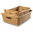 Drevy Low Pole Handle Wicker Storage Basket, Extra Large, 21.5 in L x ...