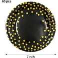 60-Pcs Black and Gold Plates, Cake and Dessert Plates, Paper Plates for ...