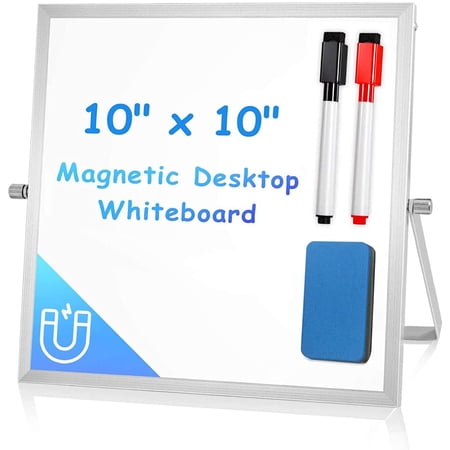 Small Dry Erase Board for Desk 10" X 10", Magnetic Double Sided Desktop ...