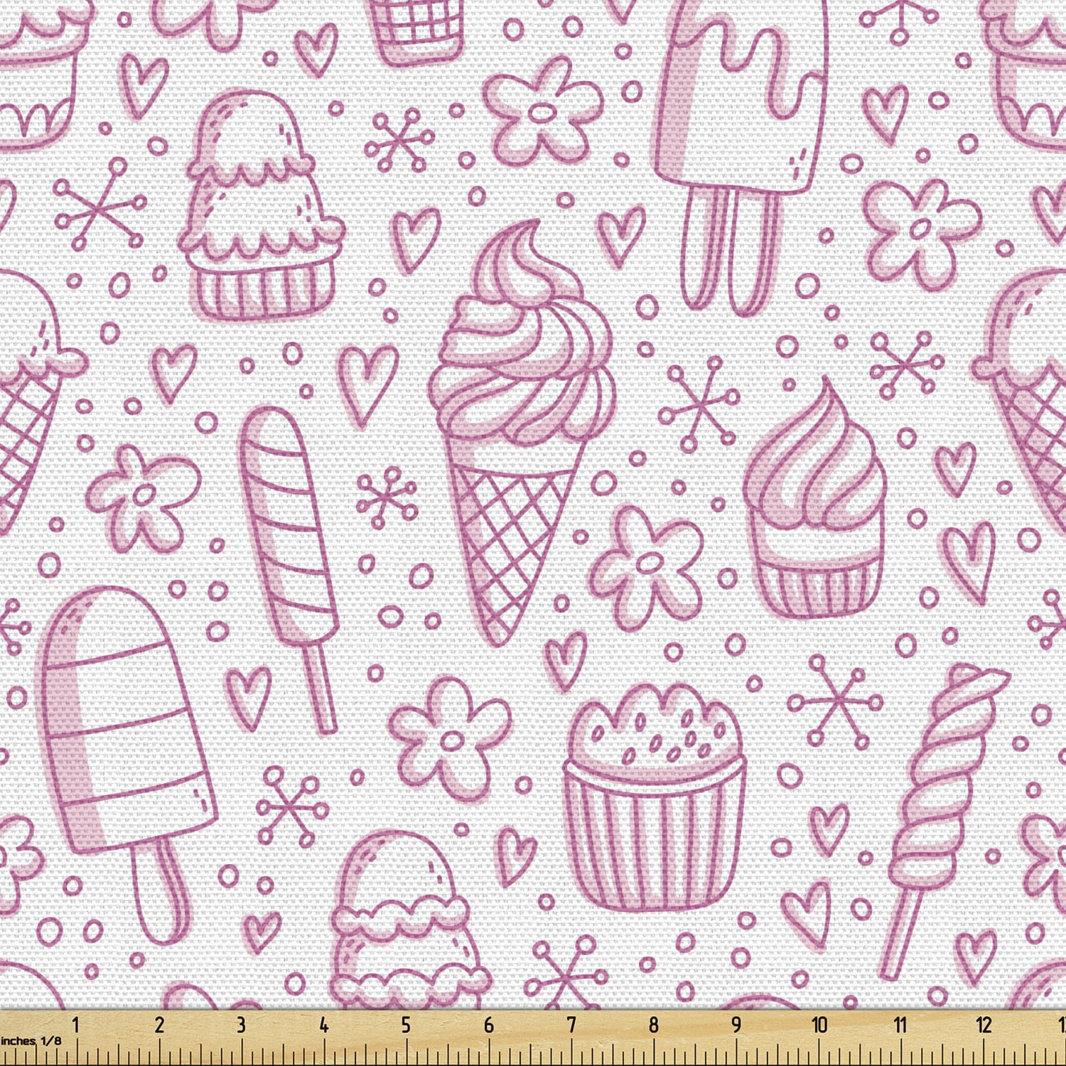 Ice Cream Fabric by the Yard, Girly Summer Desserts Pattern Popsicles ...