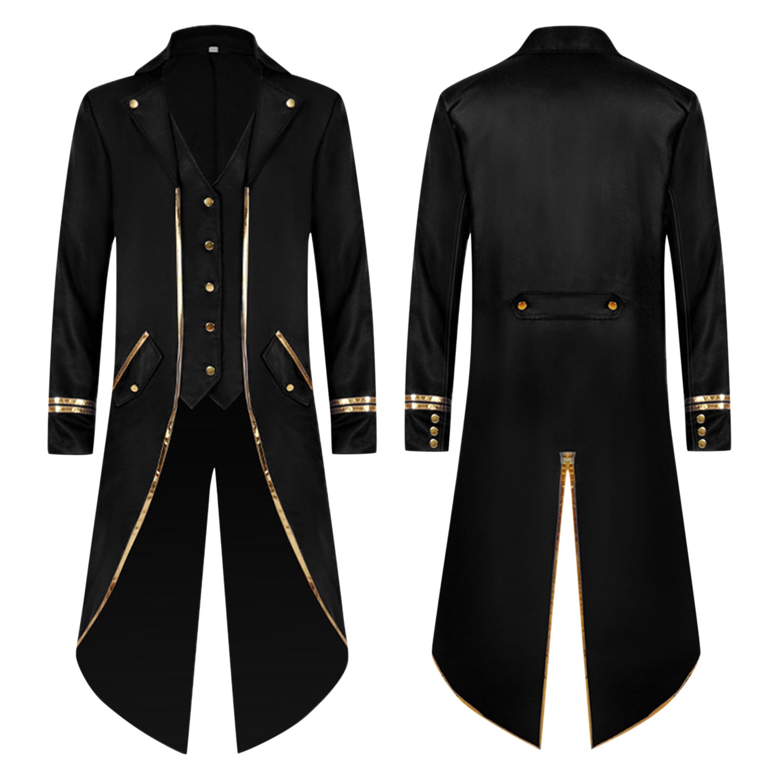 Dtydtpe Trench Coat Men Male Vintage Slim Retro Punk Jacket Gold Edge