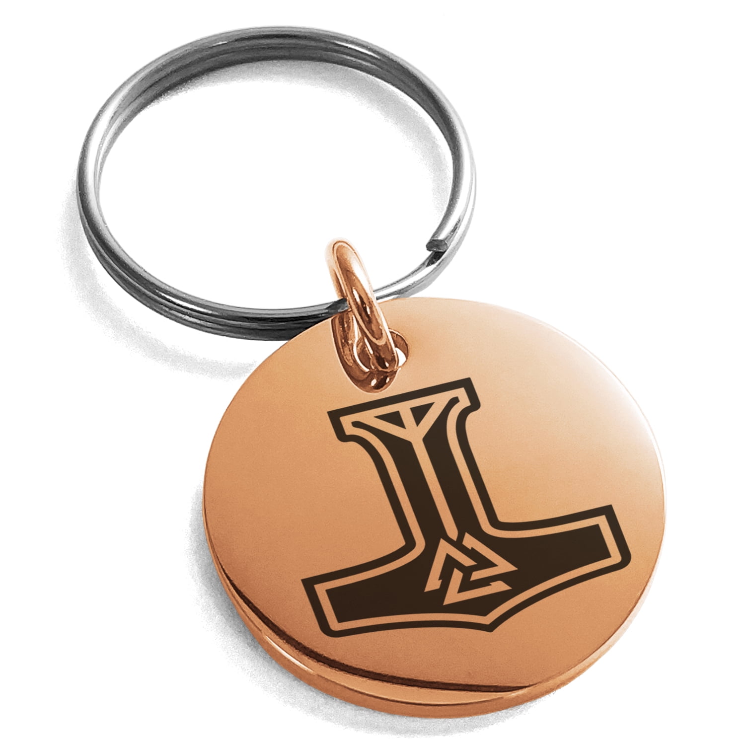 Stainless Steel Valknut Mjolnir Thor's Hammer Engraved Small Medallion ...