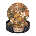 6-Piece Set Of Round Coasters Water-Resistant Leather Double-Sided Non ...