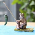 HYmarket Handmade Resin Fishing Old Man Sculpture - Miniature Statue ...