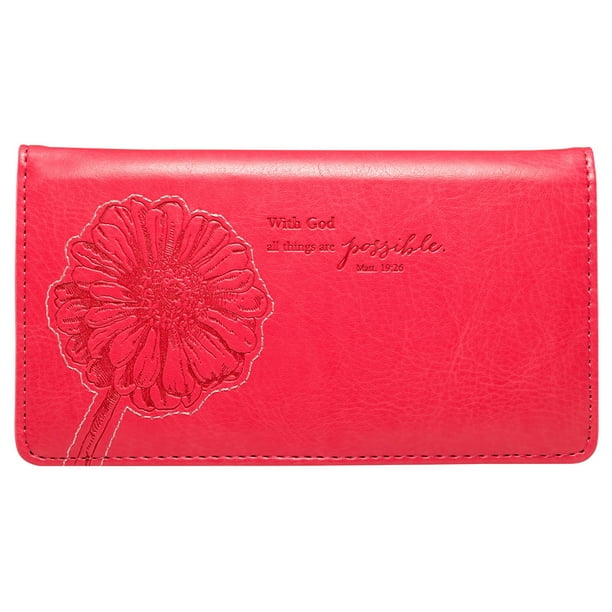 Pink Checkbook Cover with God MT 19:26 (Other) - Walmart.com