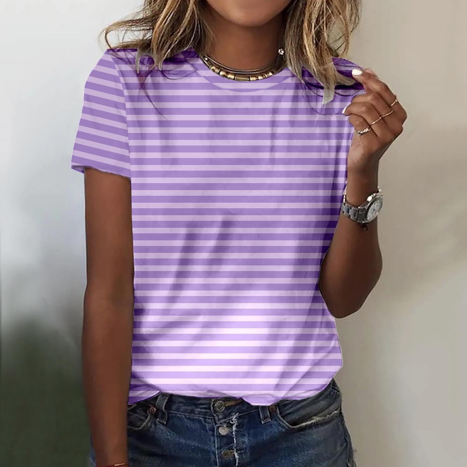 Click here for Ichaunyi Ichuanyi T Shirts For Women Striped Crewn... prices