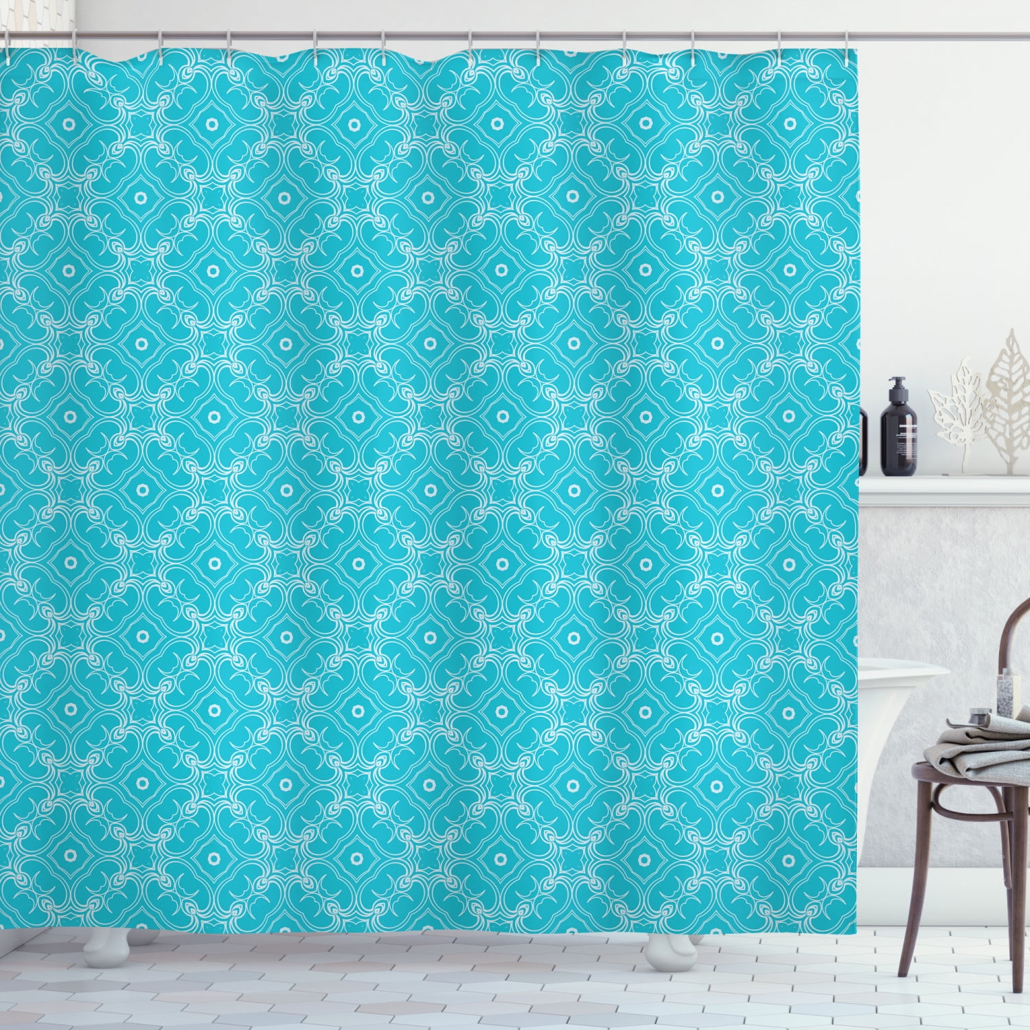 Geometric Shower Curtain, Kaleidoscopic Style Ethnic Ornament Geometric ...