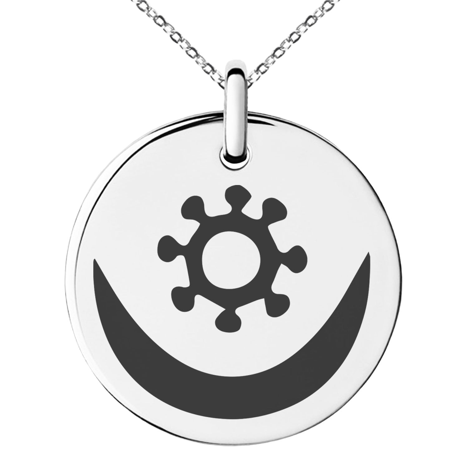 Stainless Steel Aztec Harmony Rune Engraved Small Medallion Circle ...