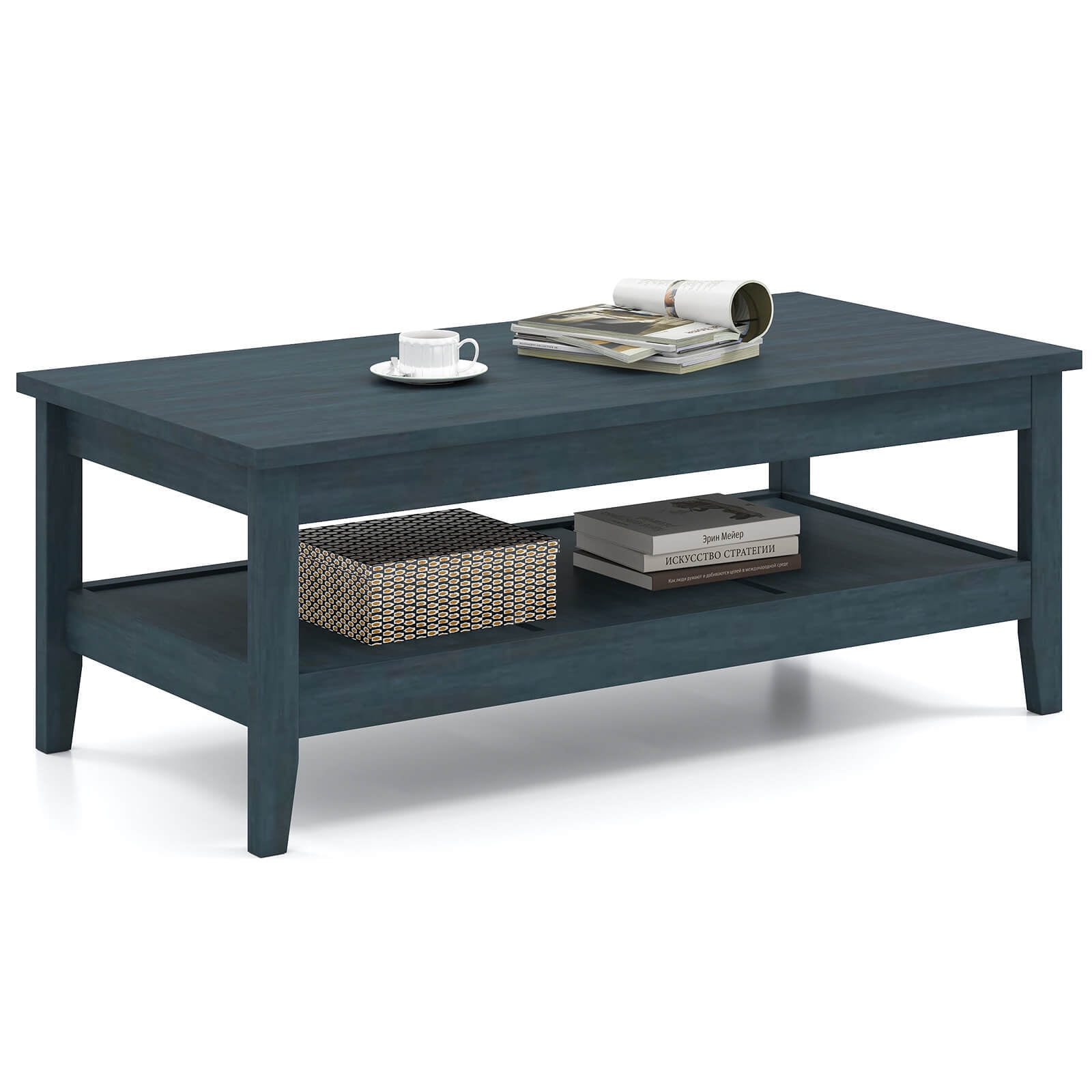 Click here for Costway 2-Tier Rectangle Center Table With Slatted... prices