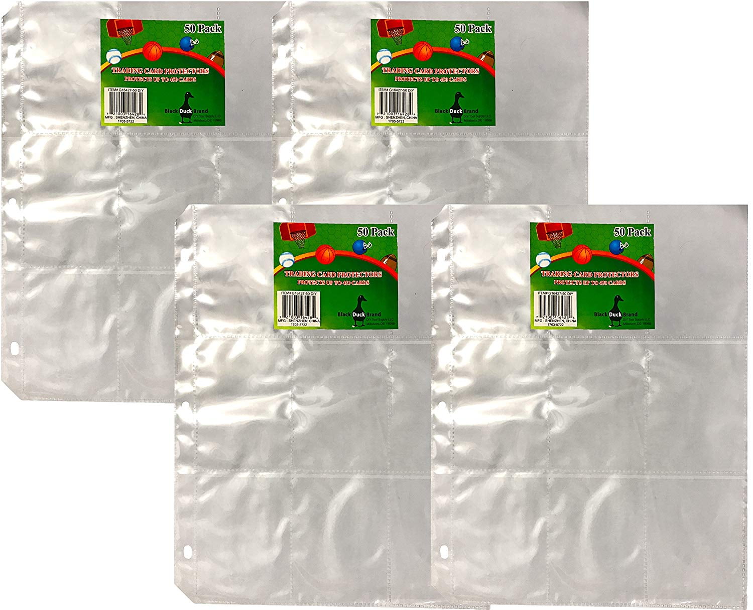 Trading Card Protector Sheets 9 Pocket X 200 Plastic Pages Holds 1800 ...