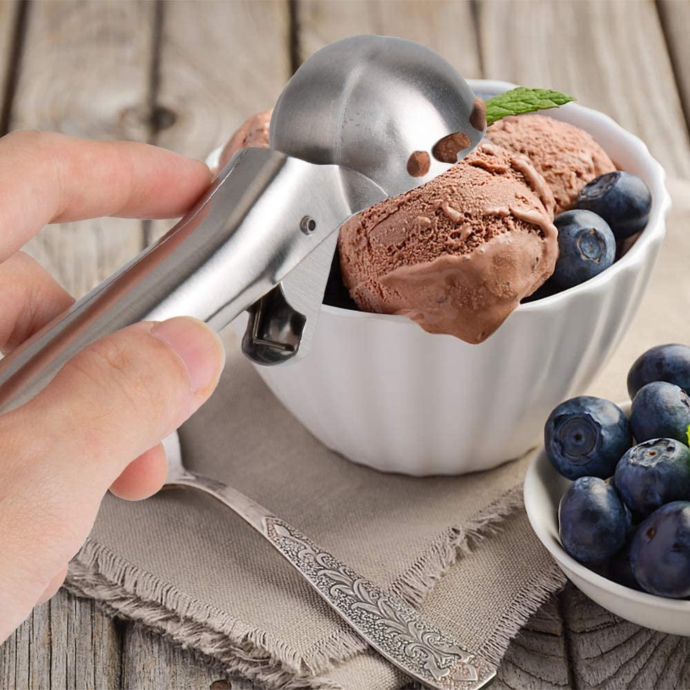 2 pieces of high quality ice cream scoop with trigger dishwasher safe heavy metal ice cream scoop stainless steel with antifreeze handle very suitable for frozen yogurt ice cream Walmart