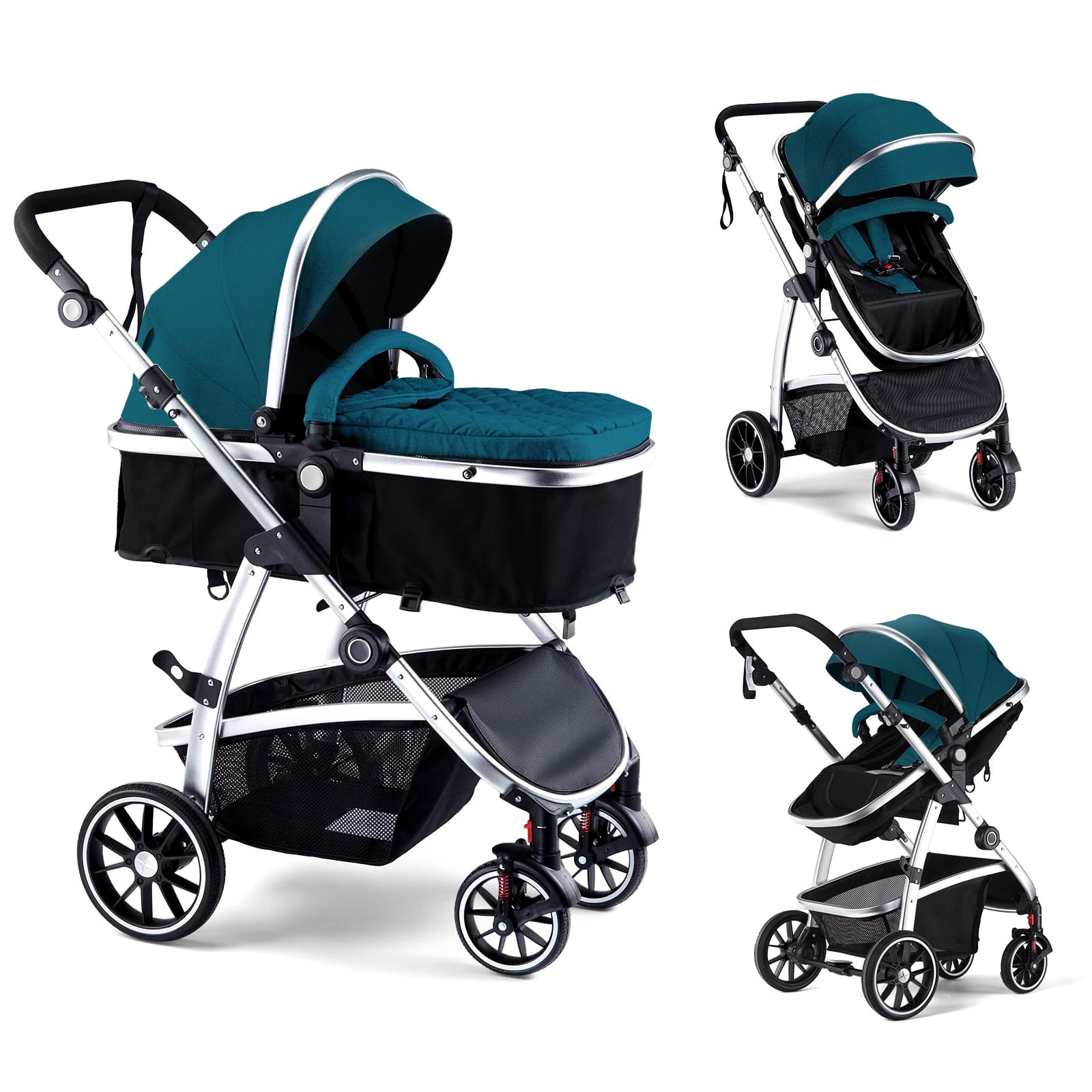 Hagaday Baby Stroller,2-in-1 Reversible Stroller with Bassinet Mode,Foldable Infant Stroller ...