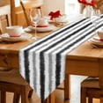 Black Grey Striped Table Runner Linen Burlap Table Runner 108 Inches ...