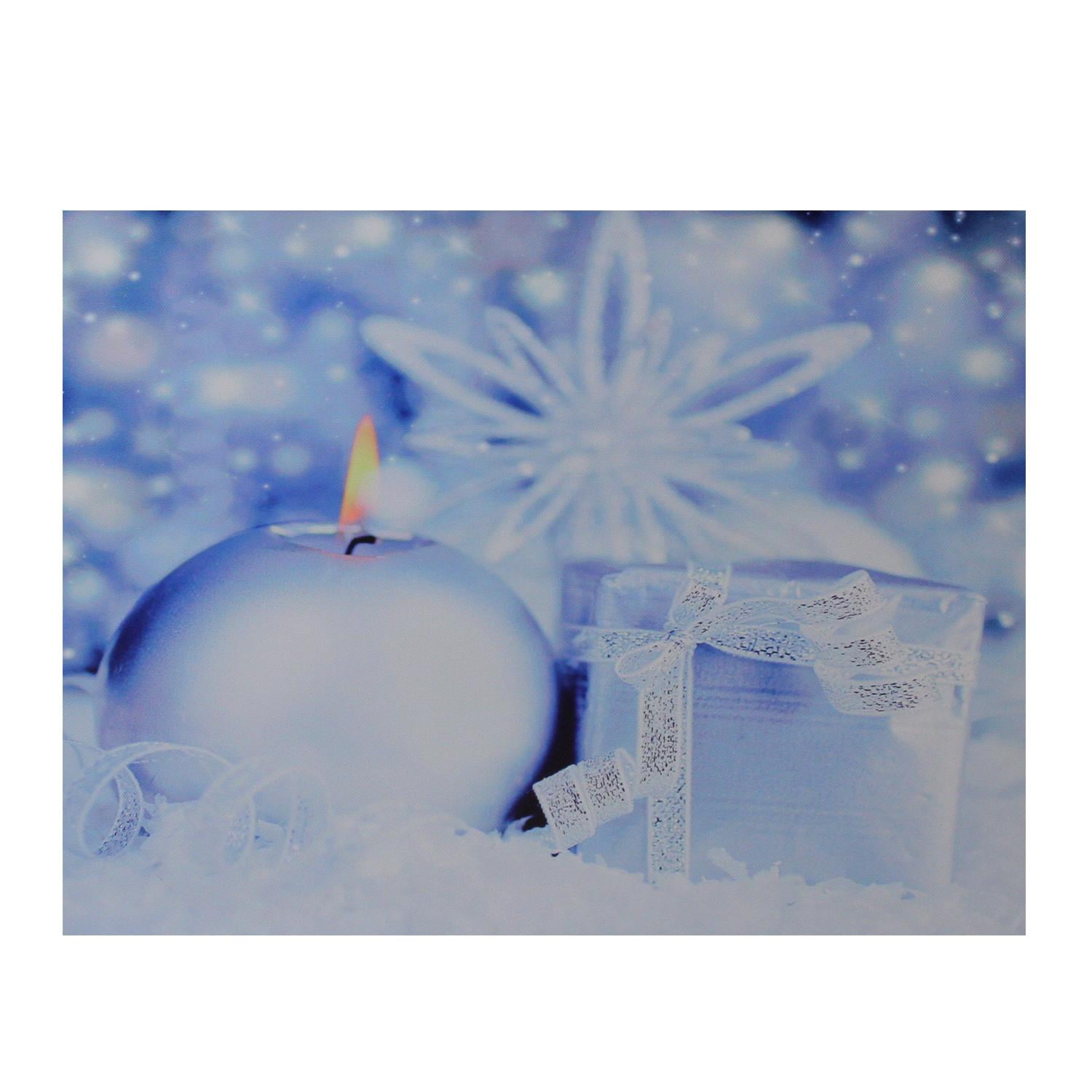 LED Lighted Candle and Gift Wintry Scene Christmas Canvas Wall Art 12 ...