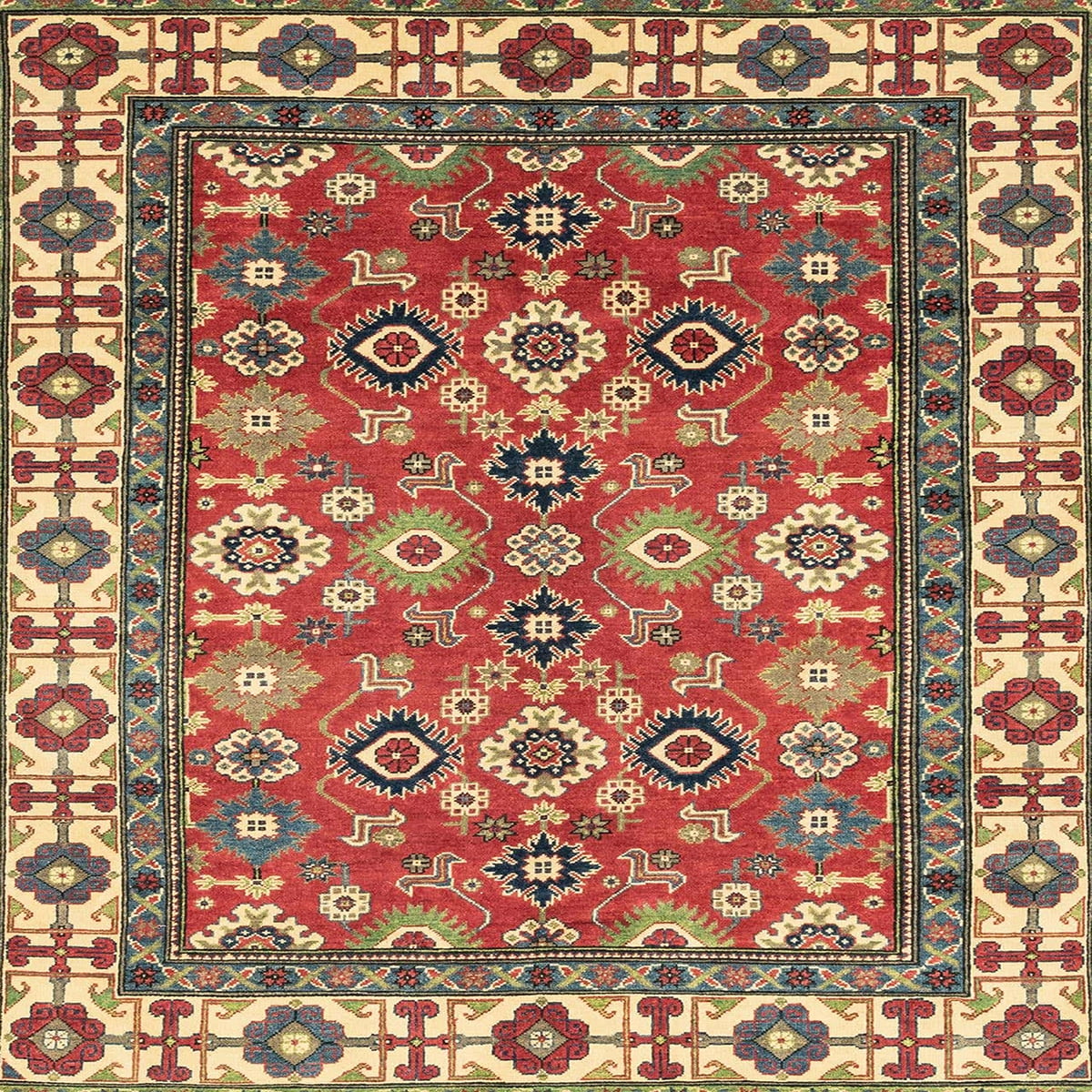 Ahgly Company Indoor Square Abstract Red Oriental Area Rugs, 6' Square ...