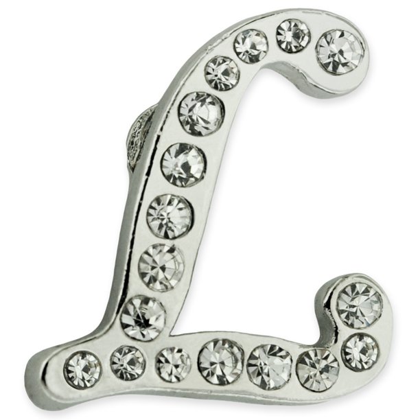 Silver Plated Rhinestone Alphabet Letter L Lapel Pin - Walmart.com ...