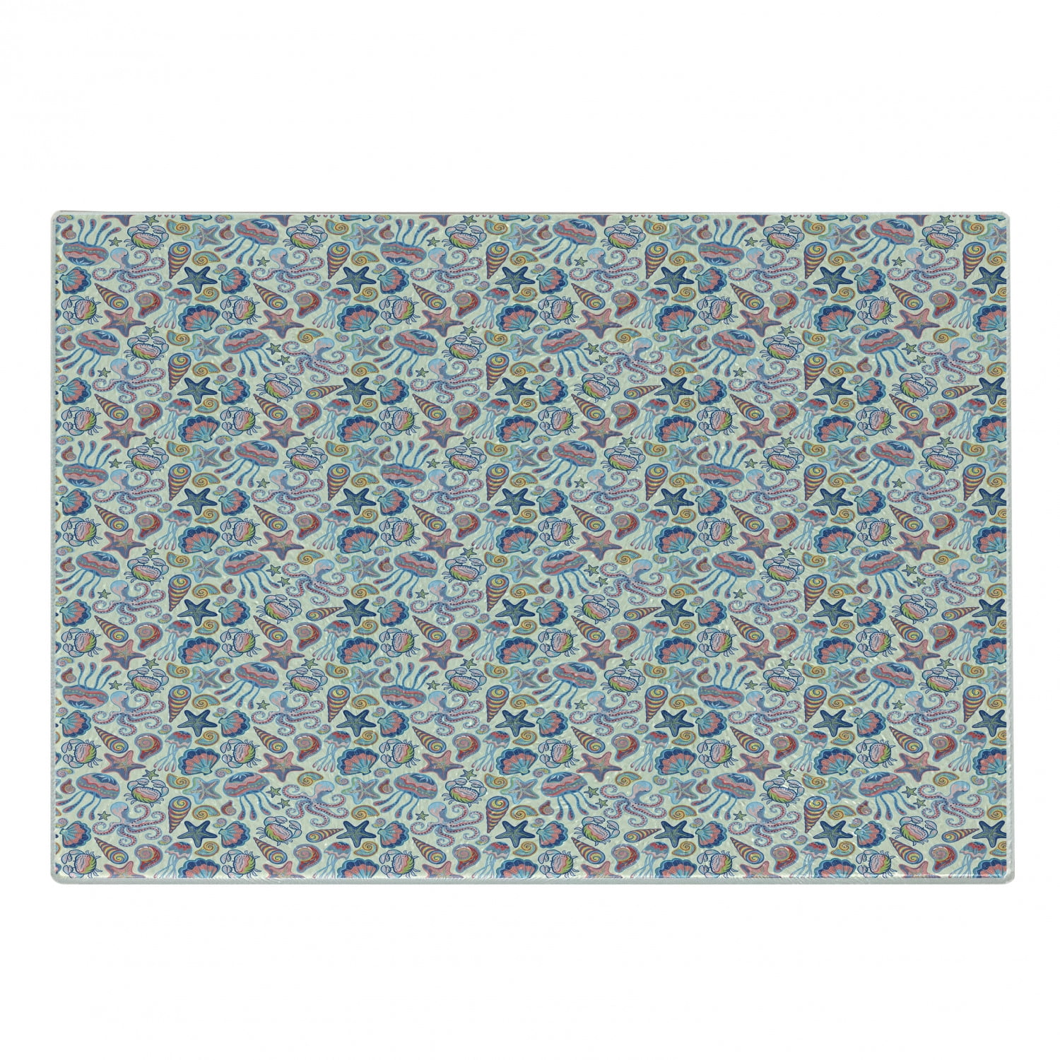 Sea Animal Cutting Board, Starfish Shells Crab Octopus Colorful Art ...
