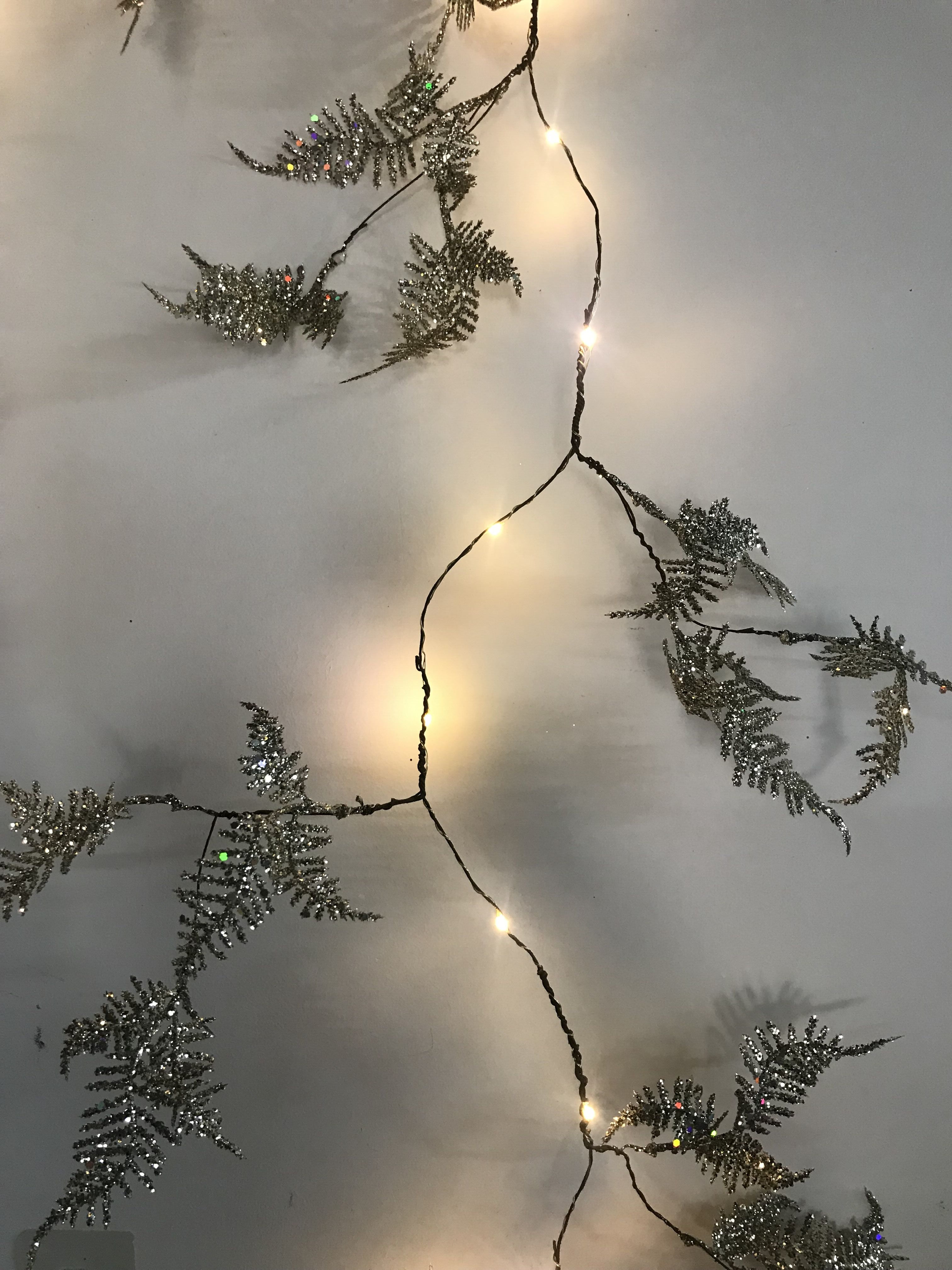 Perfect Holiday 20 Warm White LED Gold Iridescent Glitter Fern Fairy ...