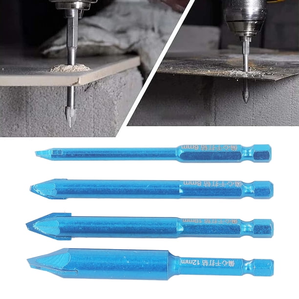 Bit 4PCS Set Masonry Drill Bit Multifunctional Blue Color Glass Drill ...