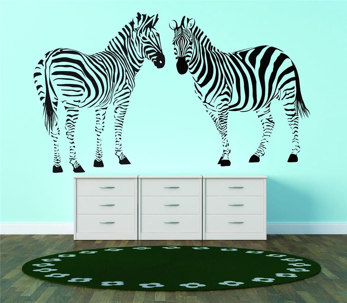 Design With Vinyl Artwork Two Zebras Africa Safari White Stripeed ...