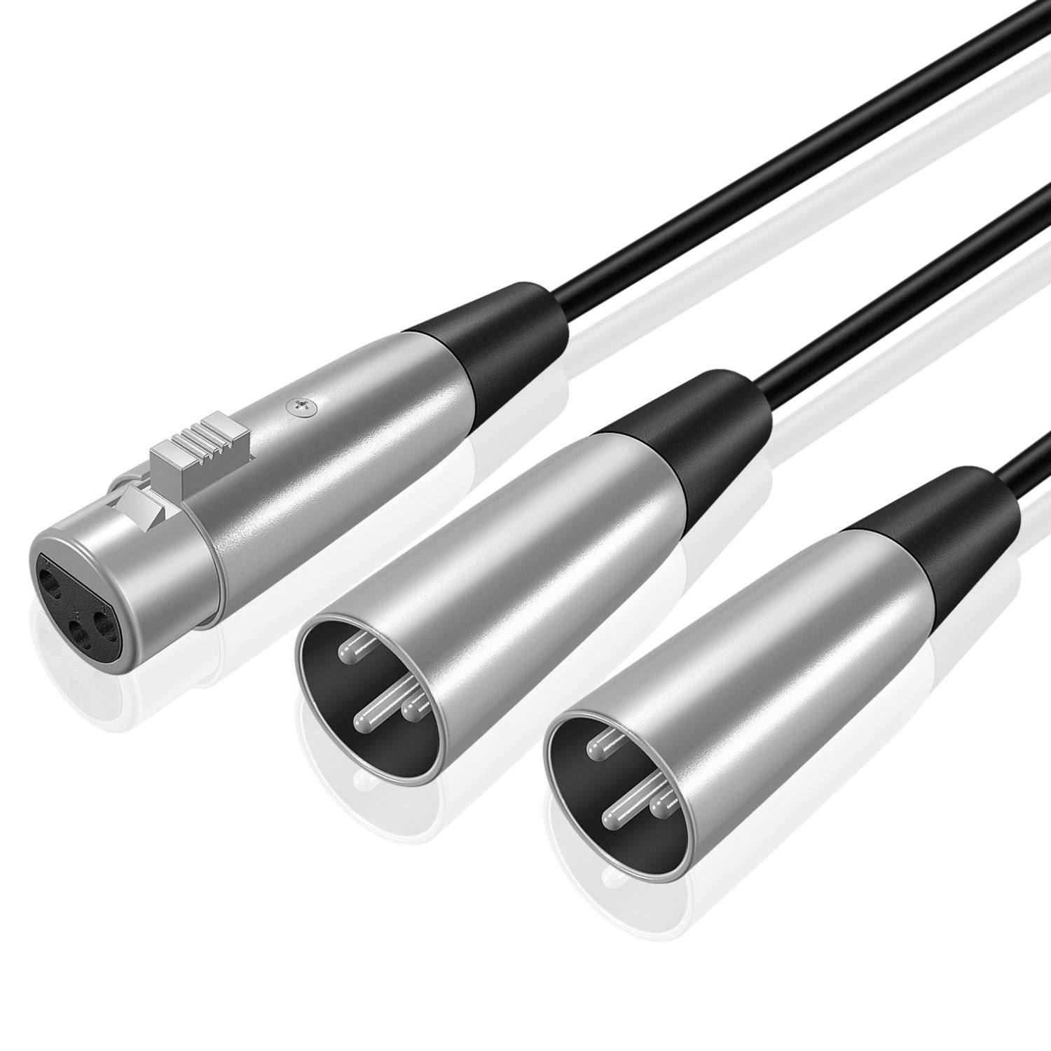XLR Splitter Patch Y Cable Adapter Cord - 1 Female to 2 Male, XLR3 Female to Dual XLR3 Male ...