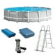 Intex 15 Foot x 42 Inch Prism Frame Above Ground Swimming Pool Set with ...