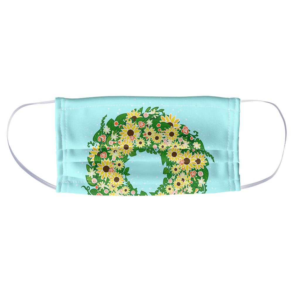 Summer Wreath Sunflowers 1-Ply Reusable Face Mask Covering, Unisex ...