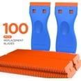 Ziediop Plastic Razor Blade Scraper, 2 Pack, Decal Remover with 100 ...
