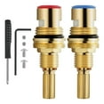 Faucet Valves Replacement Hot And Cold Water Spools Brass Ceramic Stem ...