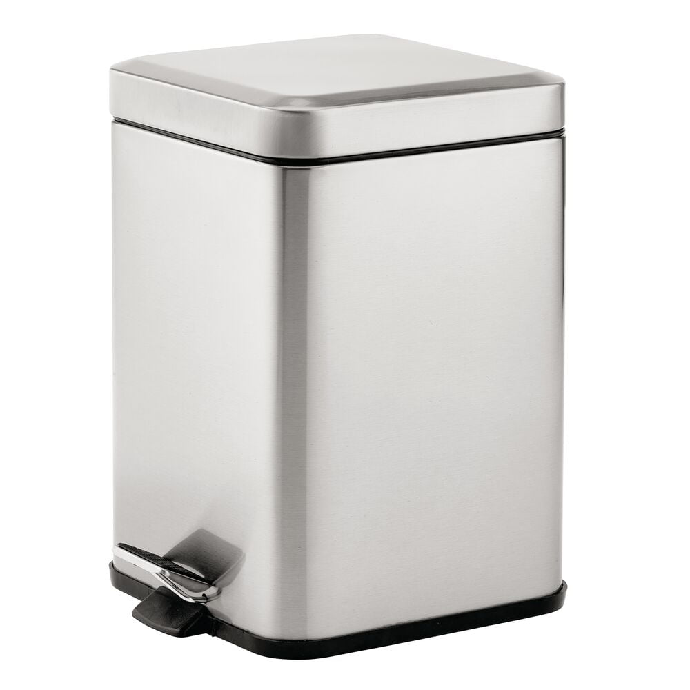 mDesign Small Metal 1.5 Gallon Trash Can with Step Pedal, Easy Open Lid ...