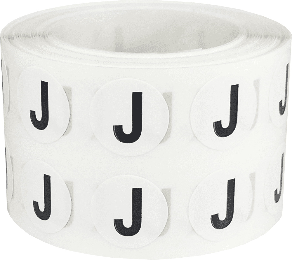 Letter J Inventory Labels .5 Inch Round Circle Dots 1,000 Adhesive ...