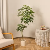 5ft Artificial Money Tree, Faux Pachira Aquatica Plant in Black Pot ...