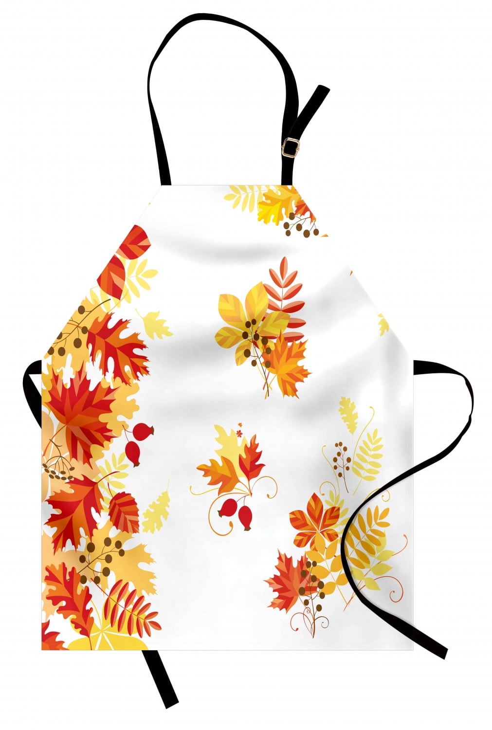 Fall Apron Autumn Themed Pattern Chestnut Oak Maple Leaves and Berries ...