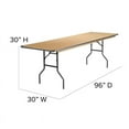 (10 PACK) 30"W x 96"D Rectangular Birchwood Folding Banquet Table with Metal Edges - Commercial ...