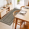 Bohemian Area Rug, Dark Green Vintage Flowers Texture Traditional ...