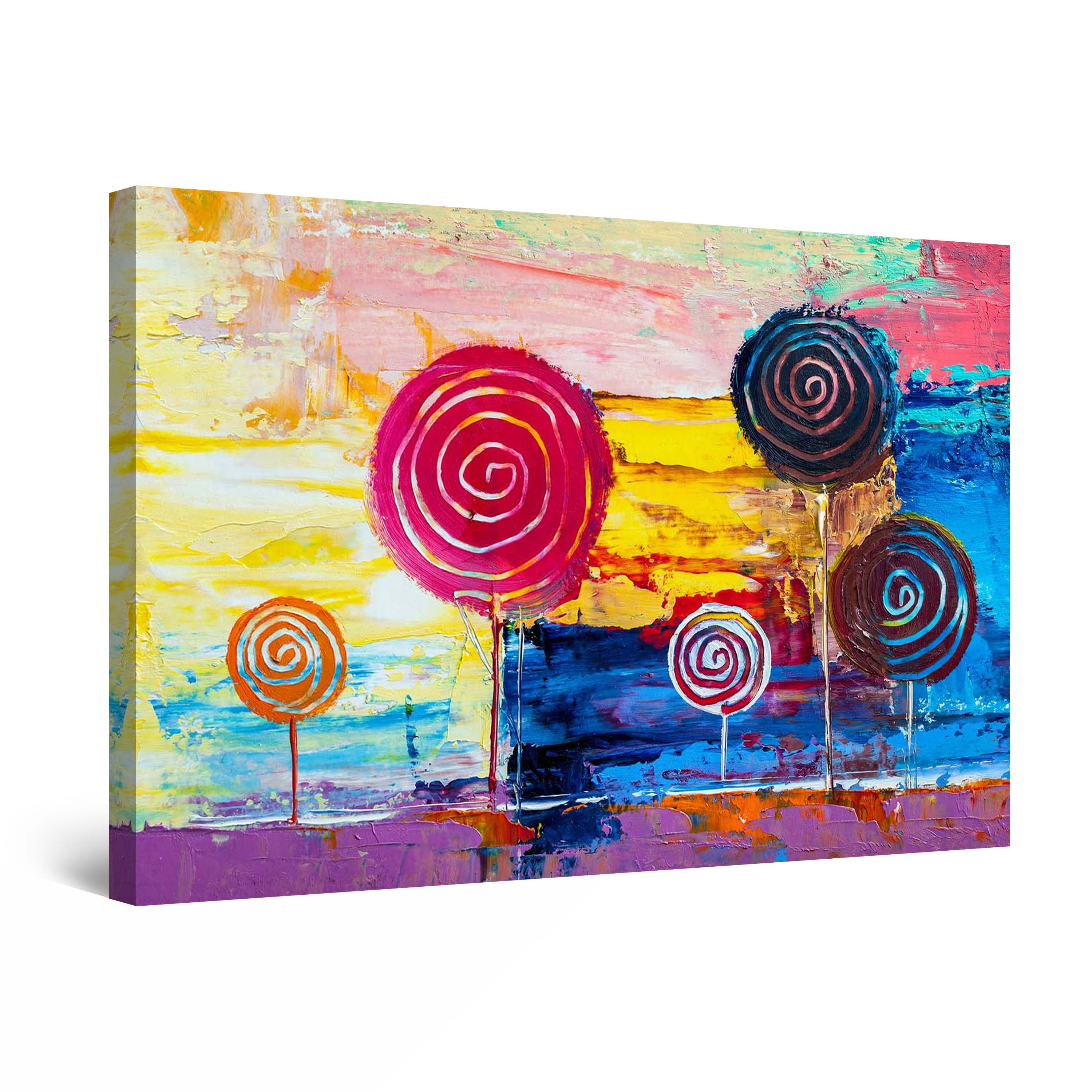 Startonight Canvas Wall Art Colored Lollipops Abstract Painting Framed ...