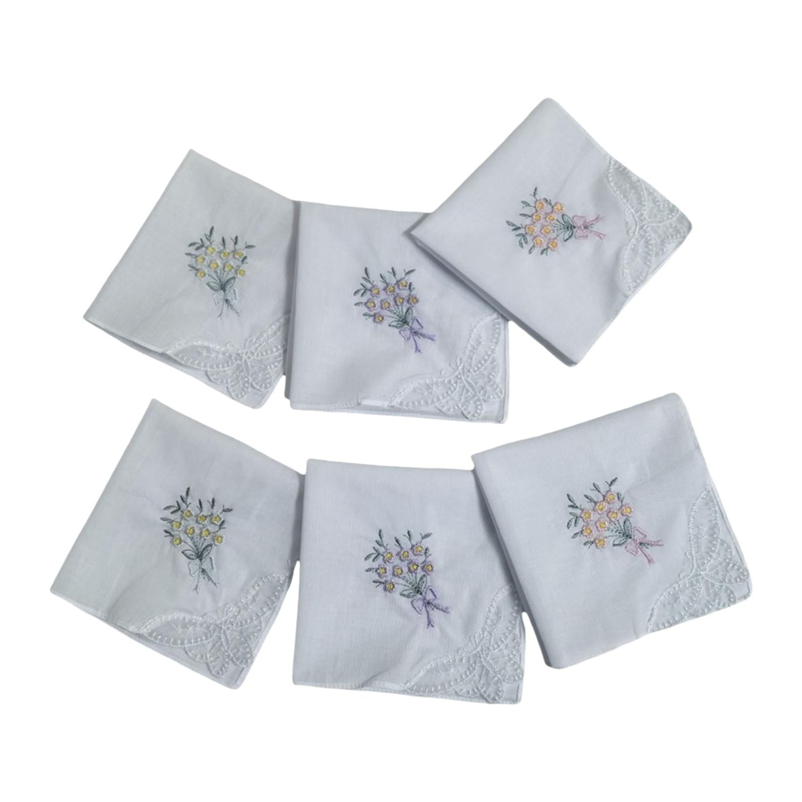 Click here for Guool 6 Pieces Cotton Handkerchiefs Floral Handker... prices