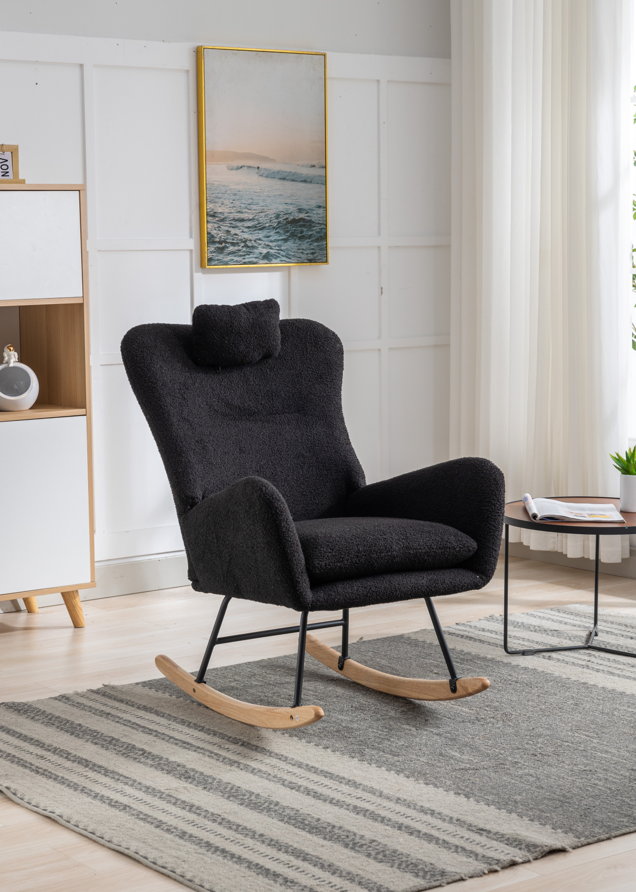 Velvet Upholstered Rocking Chair, Modern Rocking Accent Chairs with ...