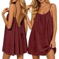 CHENge Women's Open Back Spaghetti Strap Beach Mini Dress Loose Flowy ...