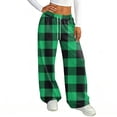 Fabrcox Plaid Womens Wide Leg Pants Drawstring Color Block Womens ...