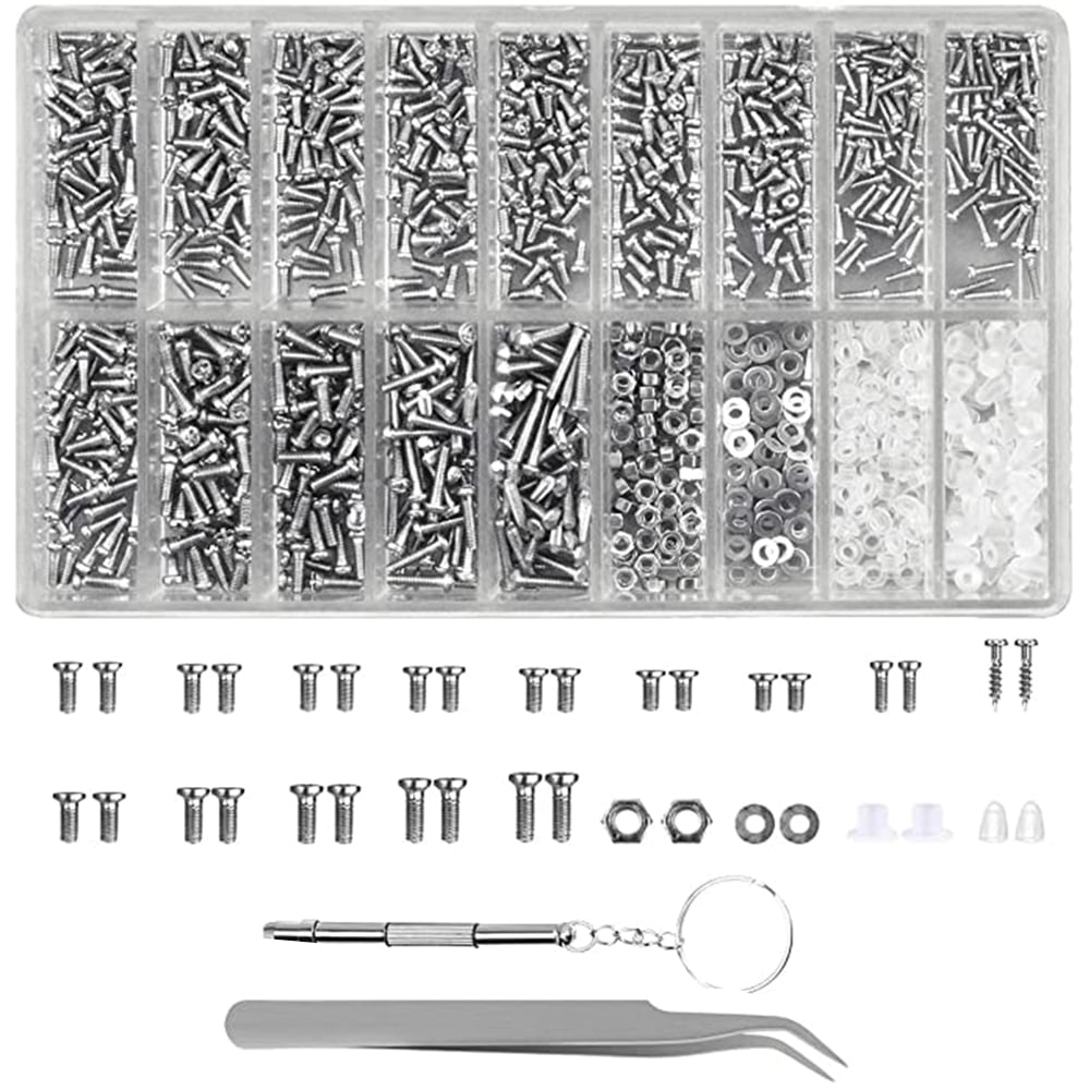 1000pcs Micro Screw Repair Kit, Eyeglass Screws with Screwdriver ...
