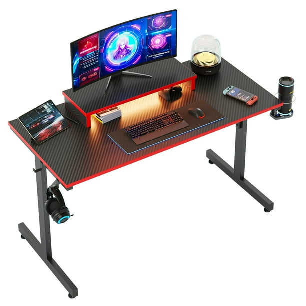 Bestier 42" Gaming Desk PC Computer Office Gamer Table Desk with LED ...