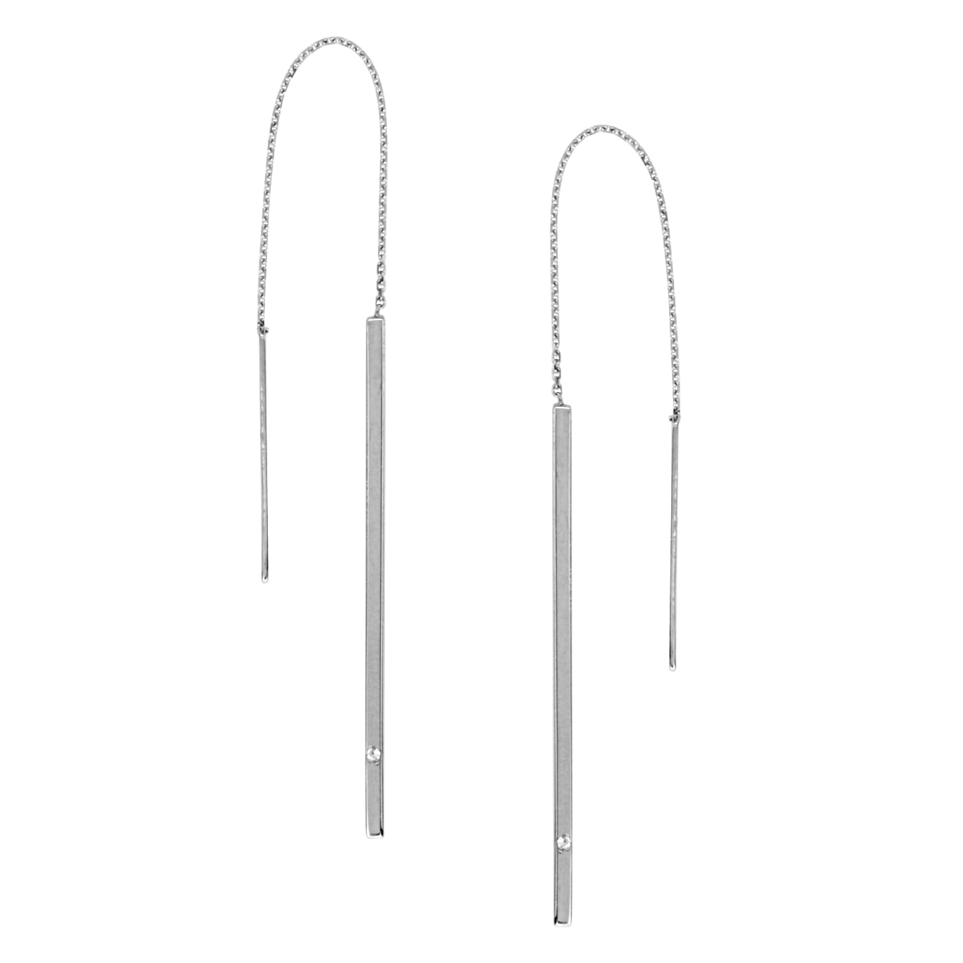 14K White Gold Threader Bar Earrings - Walmart.com