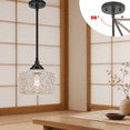 Black+Patterned Glass 9.45in Pendant Light, Adjustable Height Task ...