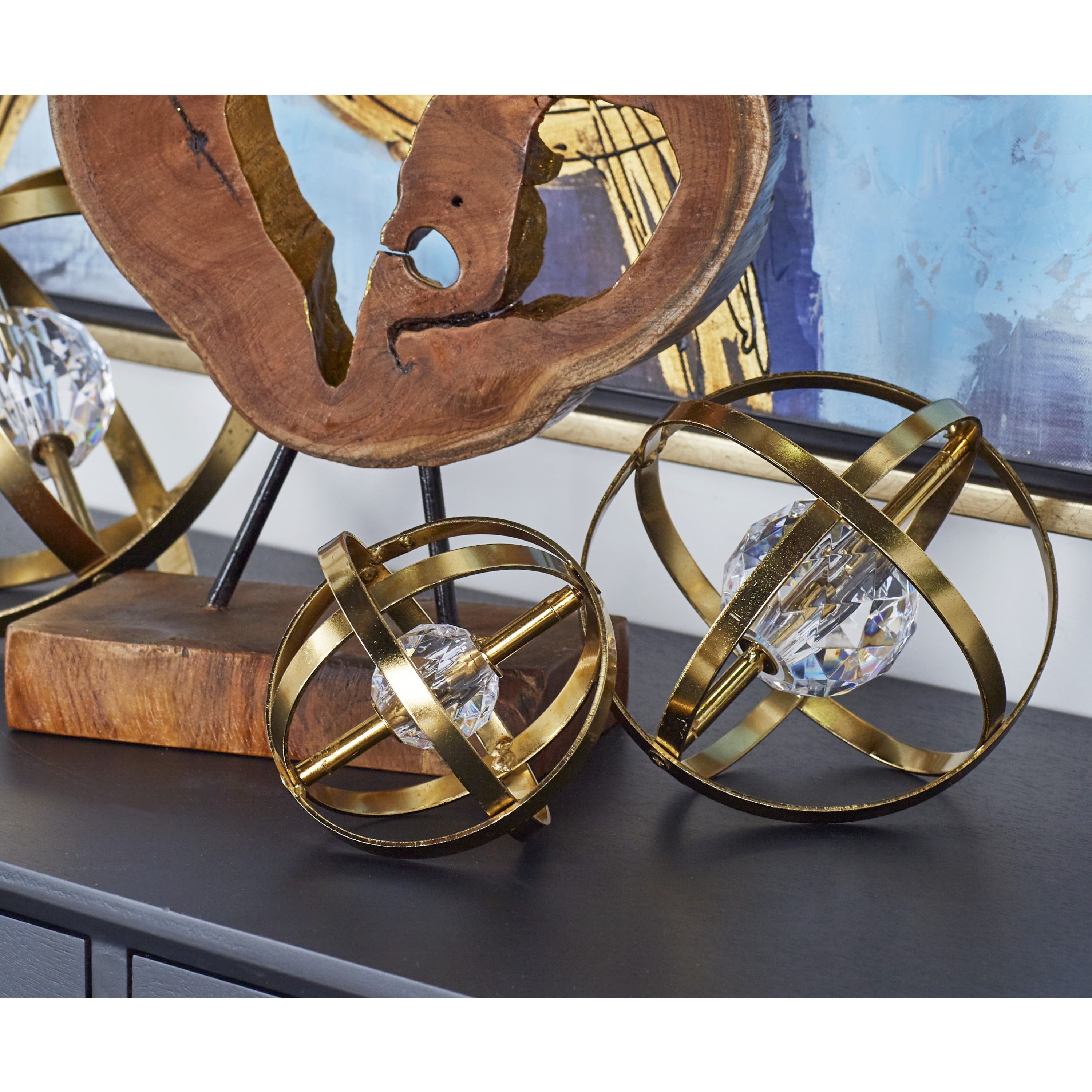 DecMode Glam Gold Metal Spherical Shaped Orbs with Caged Design ...