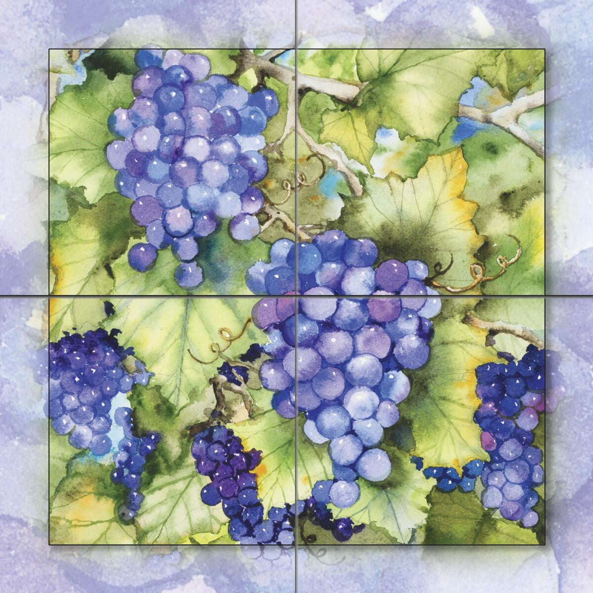 Tile Mural Kitchen Backsplash - Grapes 1 - by Kathleen Parr McKenna ...