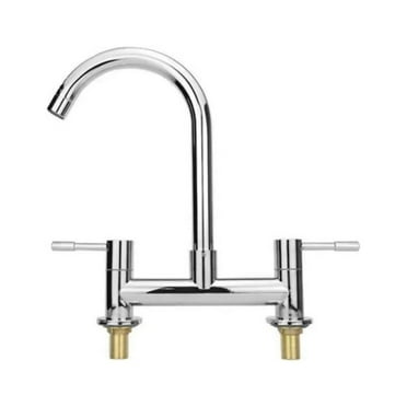 WMF-8201ZNL-CP Hybrid Metal Double Handle Kitchen Faucet with Pull Down ...