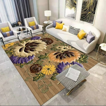 Traditional 5x7 Area Rug (5' x 7') Floral Black, Beige Living Room Easy ...