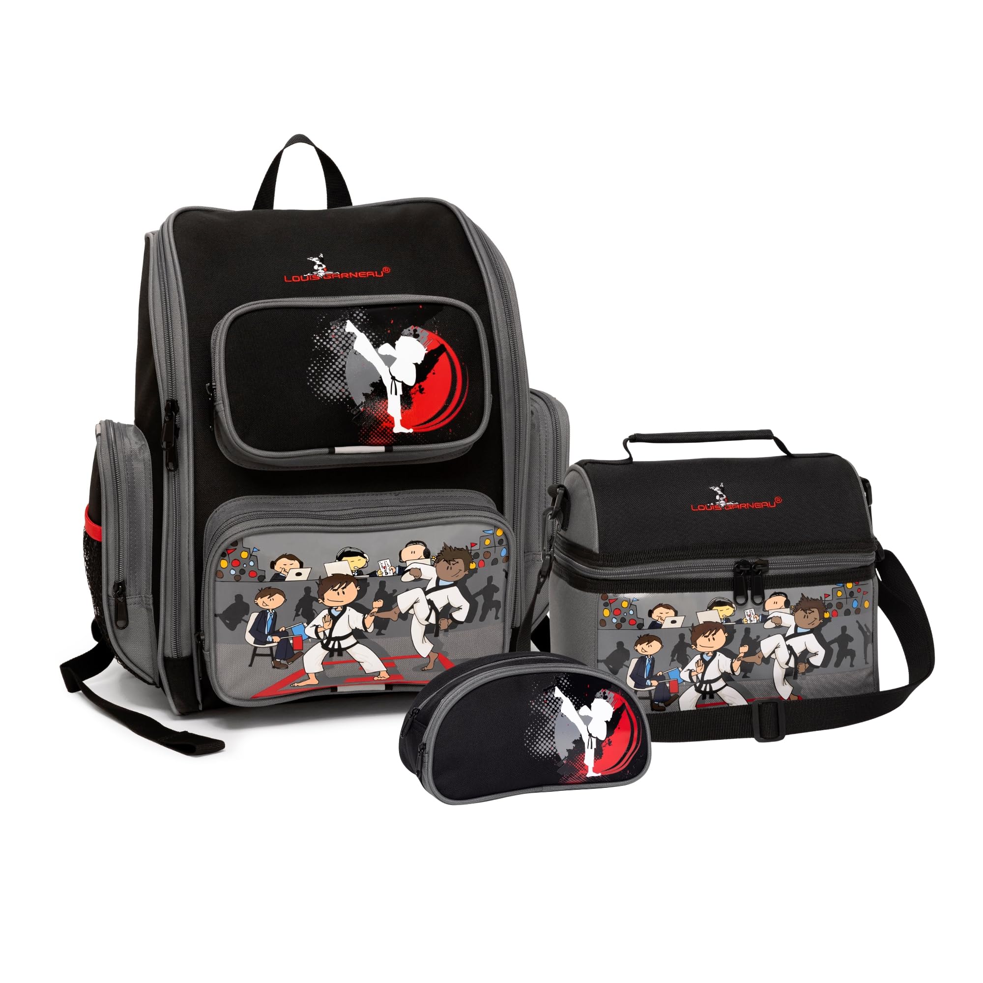 Louis Garneau Designer Backpack, Lunch Bag, and Pencil Case, 3-Piece ...